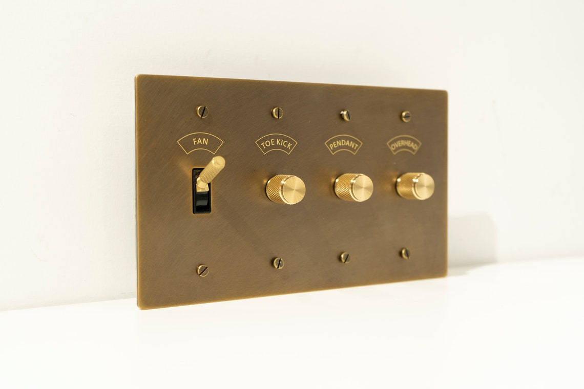 Handcrafted Brass Toggle Switch Plate - Customize Your Text - Etsy
