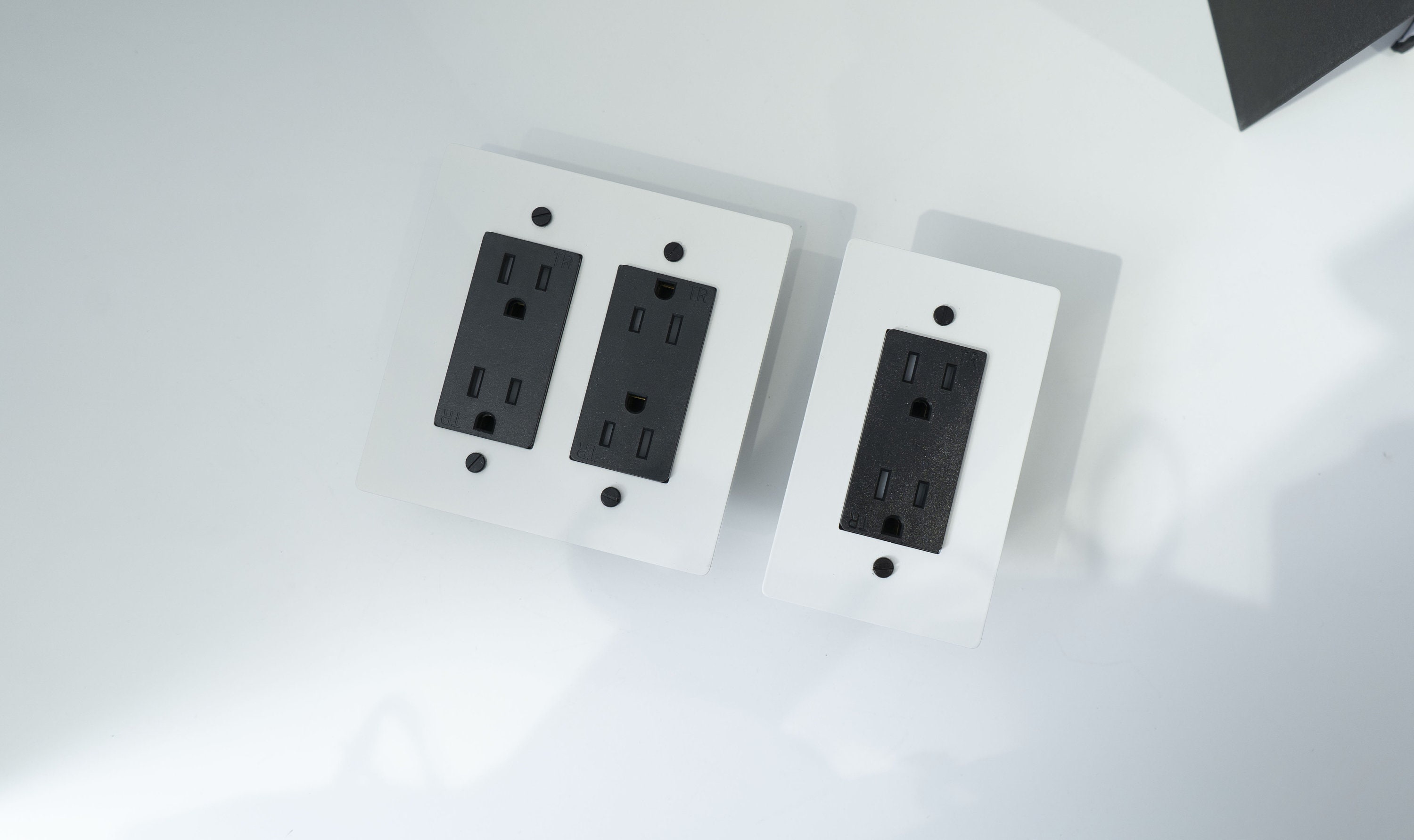White Brass + Black Toggle Switch Plates - Handcrafted Dimmer, Outlet ...