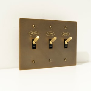 Retro Brass Light Switch Cover With Customizable Text - Etsy