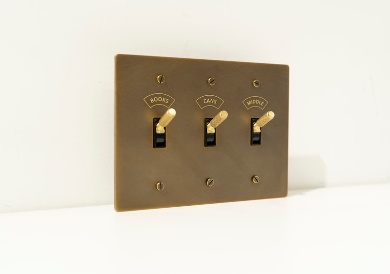 Handcrafted Brass Toggle Switch Plate - Customize Your Text - Etsy