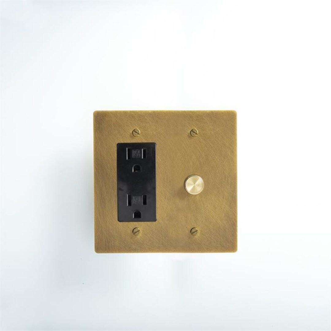 Aged Brass 2-gang Outlet + Dimmer Combo Plate - Etsy