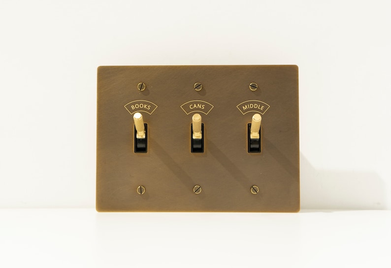 Personalized Engraving - Classic Brass Toggle and Knob Switch Plate - Etsy