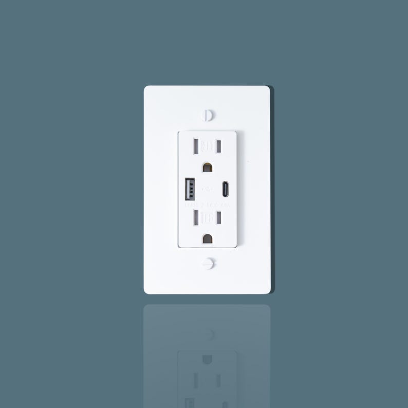 White Outlet Cover With 15 Amp Socket | Single Gang Decorative Wall ...