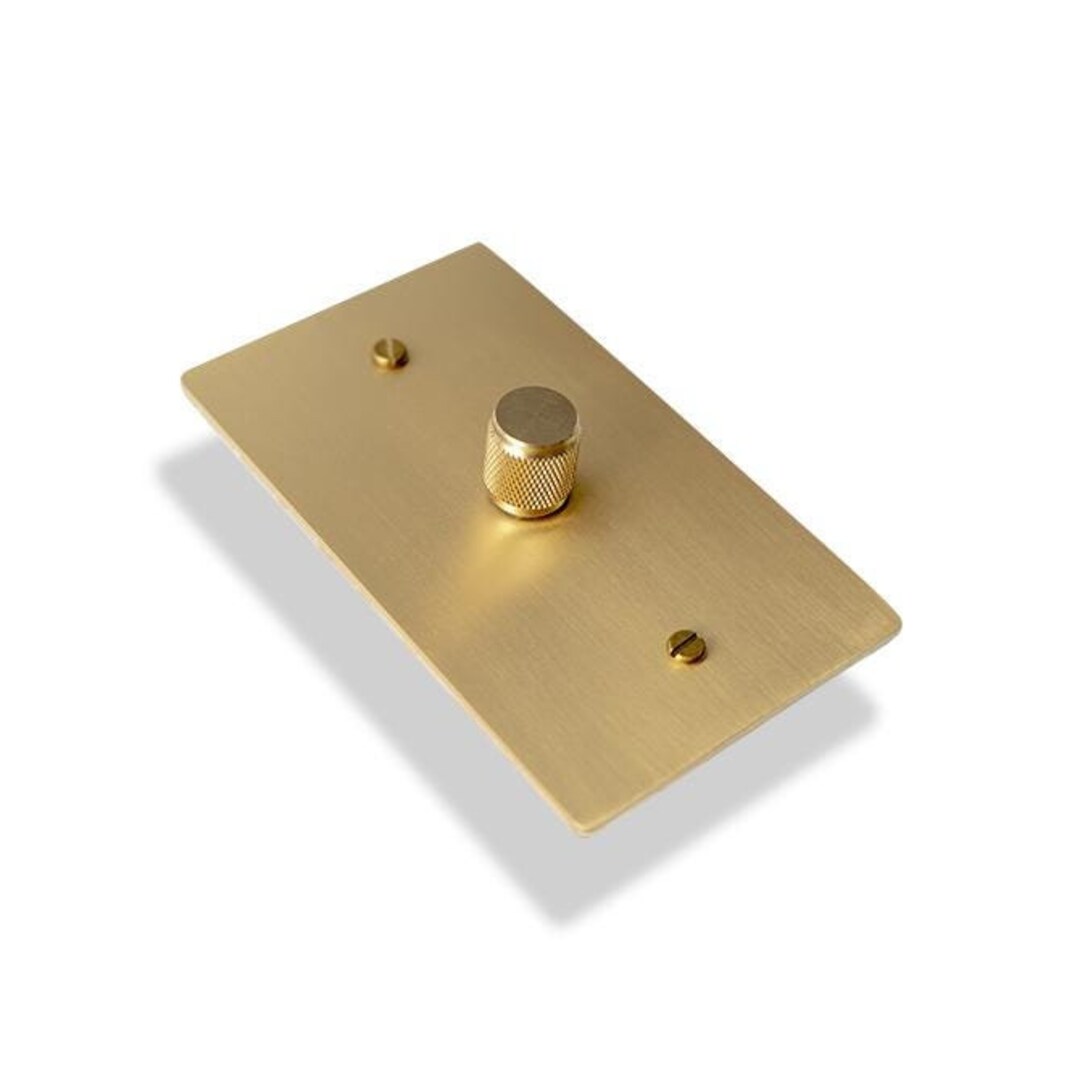 Brushed Brass Dimmer Switch Plate With Knurled Knob | 3 Way / Single ...
