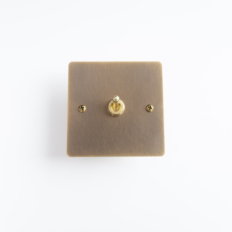 Brass Light Switch for UK/EU - Dimmer, Toggle, Socket - Aged Brass ...