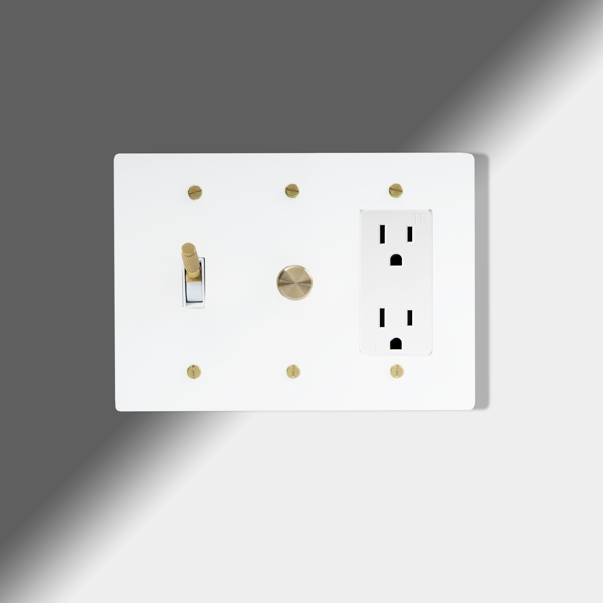 Elegant White Brass Switch Plates - Handcrafted Premium Dimmer, Outlet ...