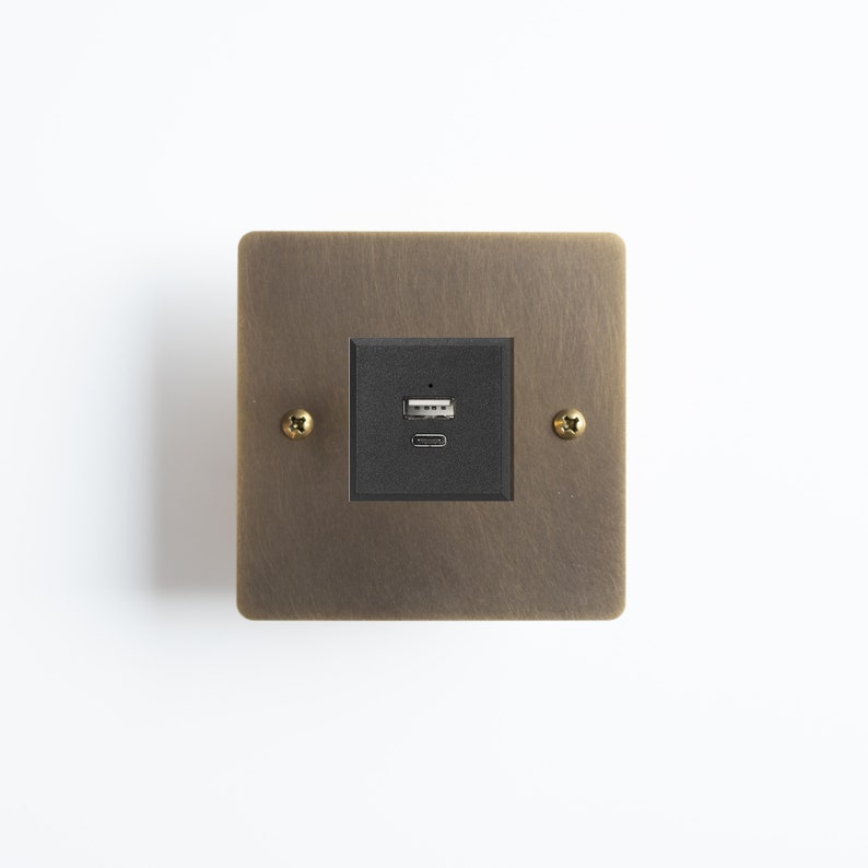 Brass Light Switch for UK/EU - Dimmer, Toggle, Socket - Aged Brass ...