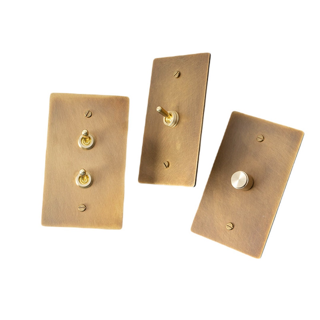 Retro Light Switches - Dimmer, Toggle - Aged Brass Finish - Etsy