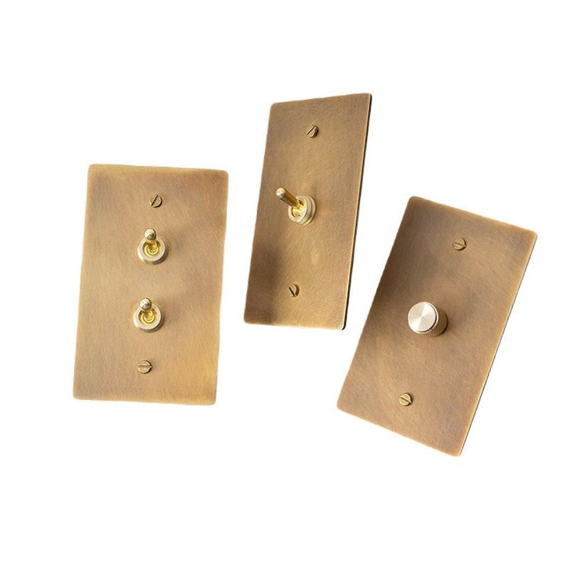 Classic Retro Dimmer and Toggle Light Switches - Aged Brass Finish - Etsy