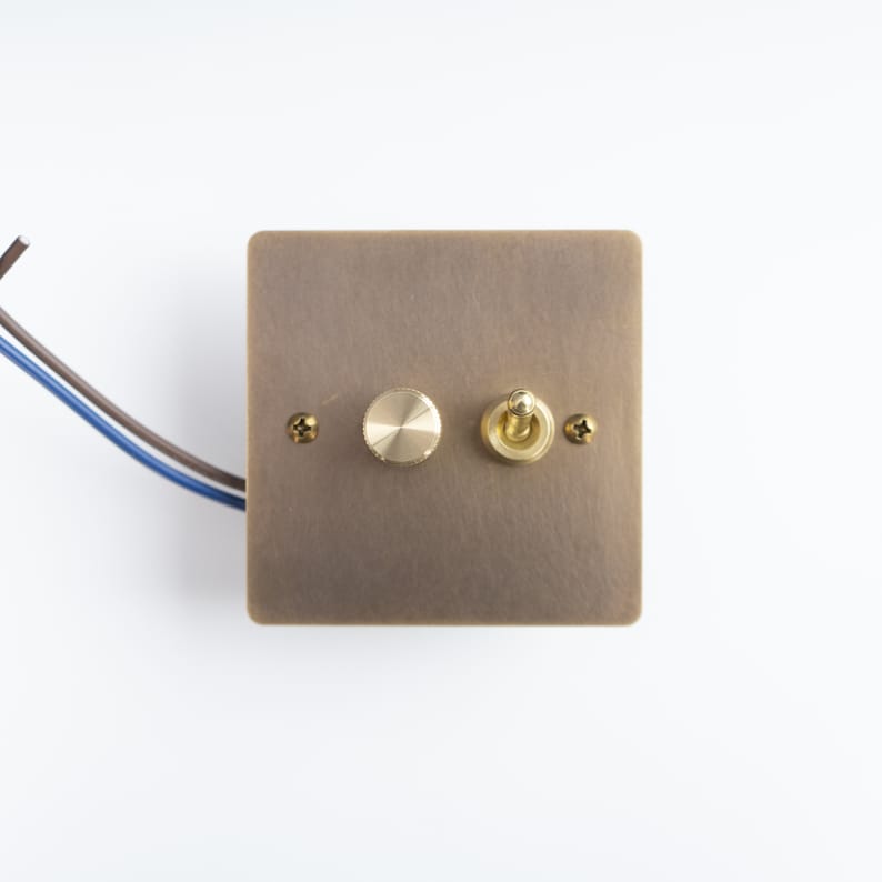 Brass Light Switch for UK/EU - Dimmer, Toggle, Socket - Aged Brass ...