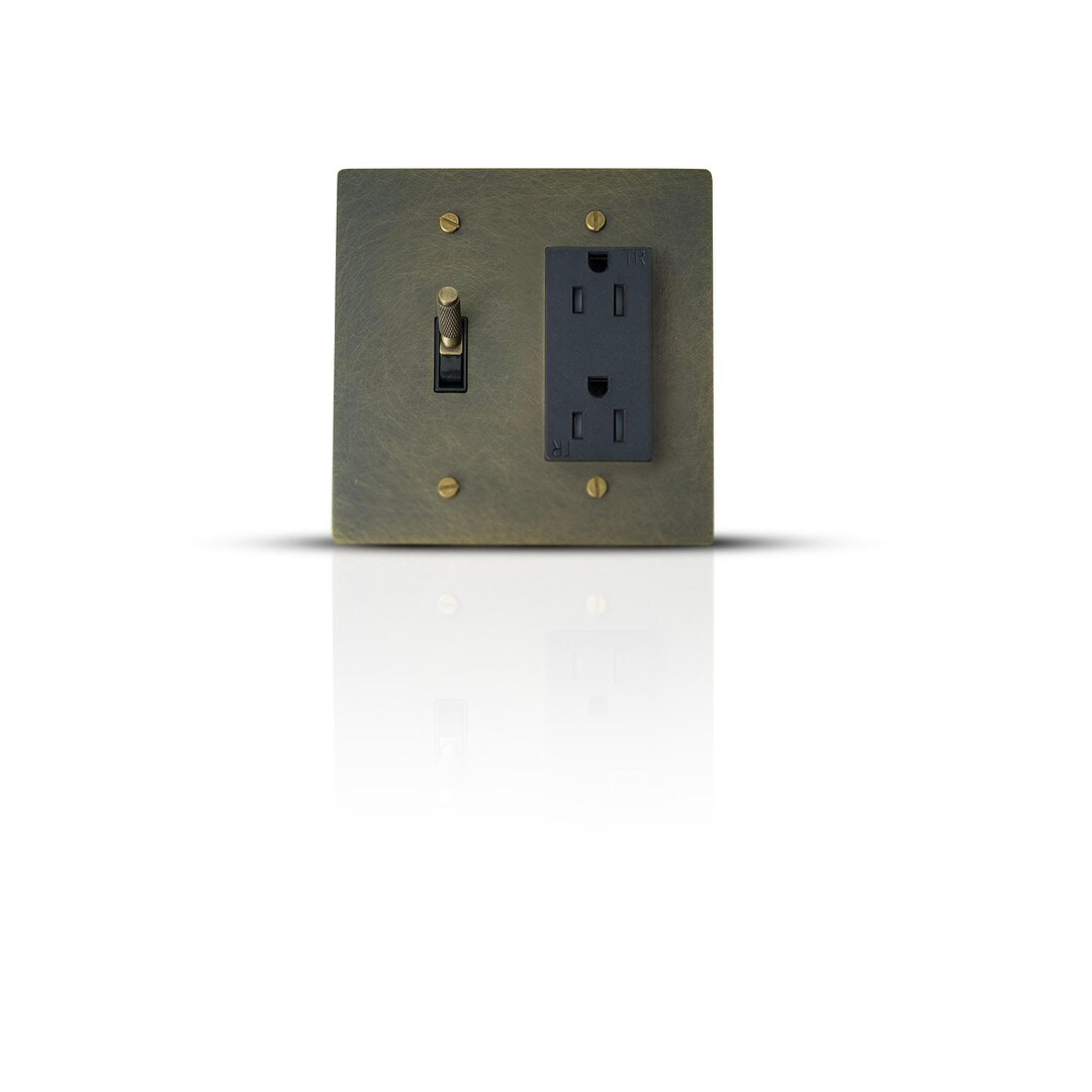 Solid Brass Toggle and Outlet Combo Switch Plate | Elegant Wall Cover ...
