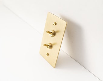 Toggle & Dimmer Light Switch Vintage Brass Finish 1 Gang Plate - Etsy