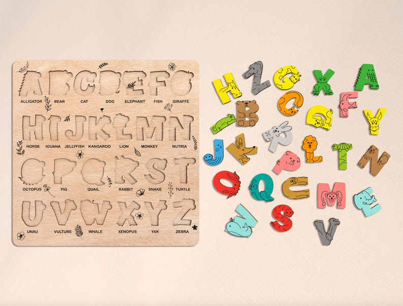 Personalized Animal Alphabet Puzzle Svg, Kids Name Puzzle,puzzle for ...