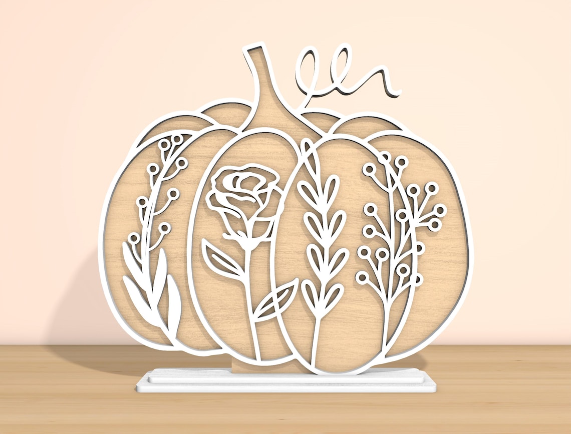 Floral Pumpkin SVG Bundle: Fall Laser Cut Files for 3mm Wood - Etsy