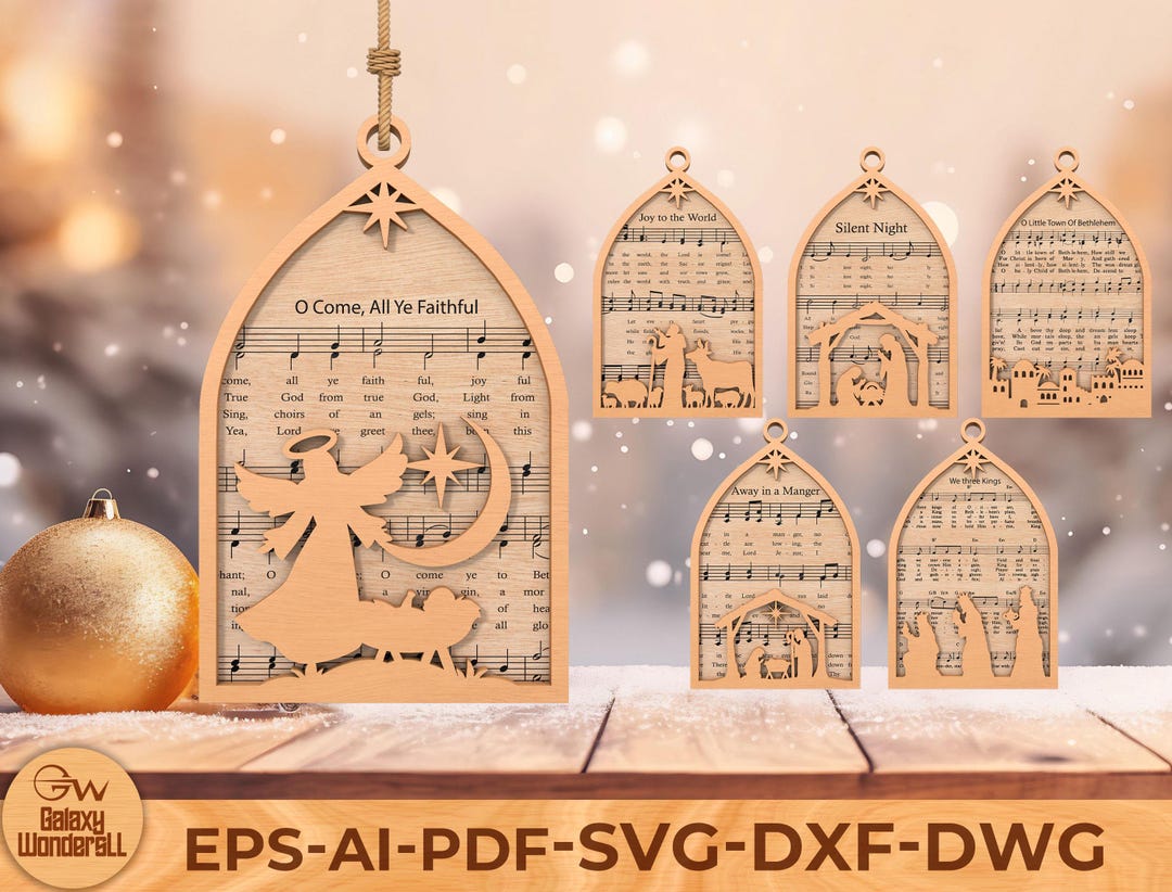 Christmas Carol SVG Laser Cut Files: Nativity Ornament Templates ...