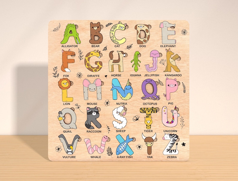 Personalized Animal Alphabet Puzzle Svg, Kids Name Puzzle,puzzle for ...