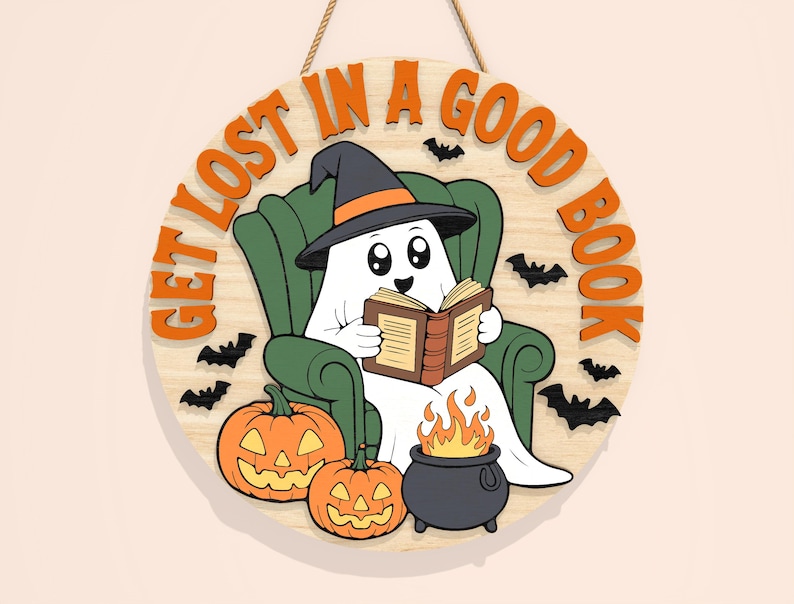 Paquete SVG de letrero de puerta de Halloween con temática de fantasmas ...
