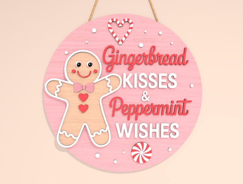 Gingerbread Christmas Door Sign SVG: Baking Spirits, Laser Cut Files ...