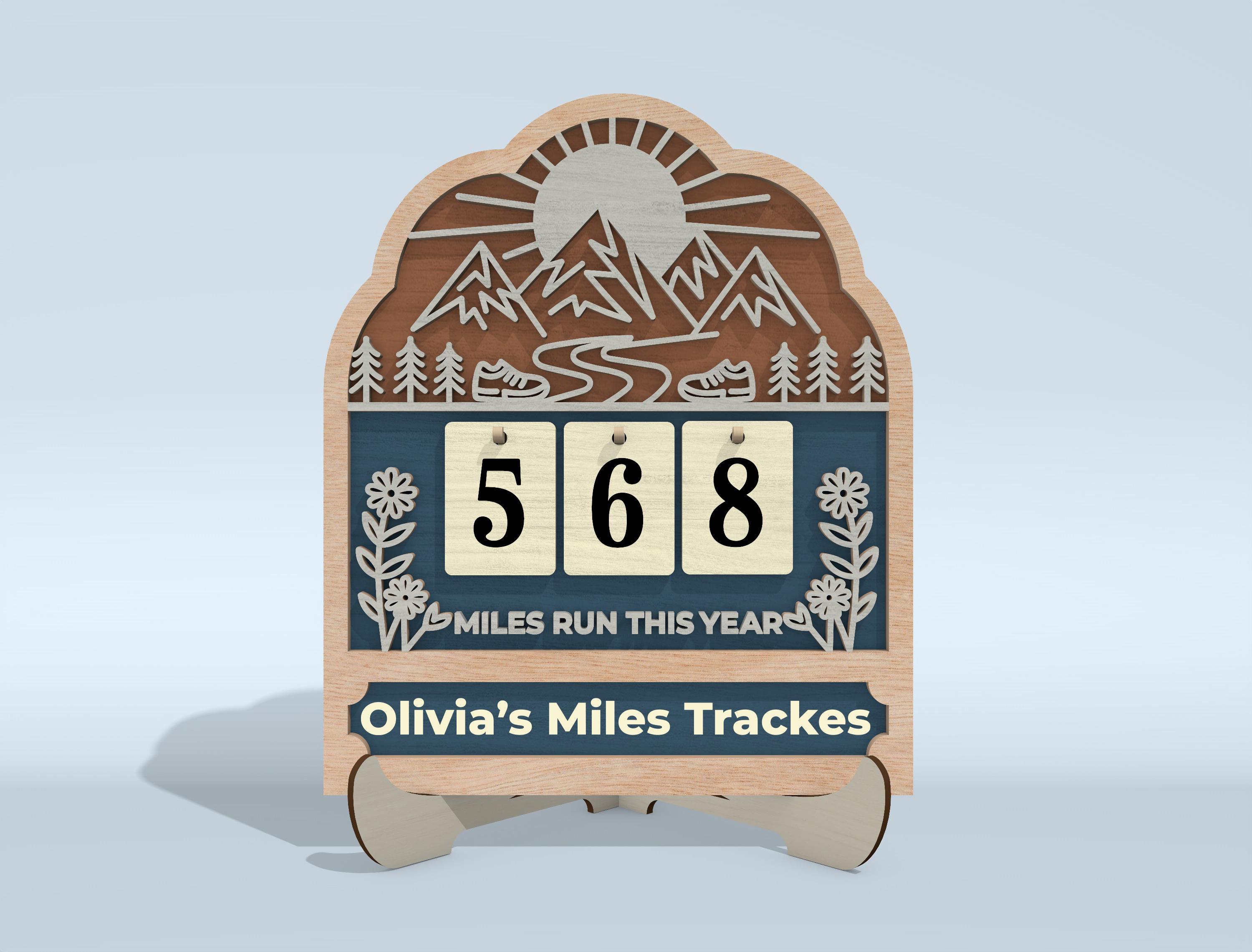 Running Miles Tracker Wood Sign SVG, Fitness Goal Counter Laser Cut ...