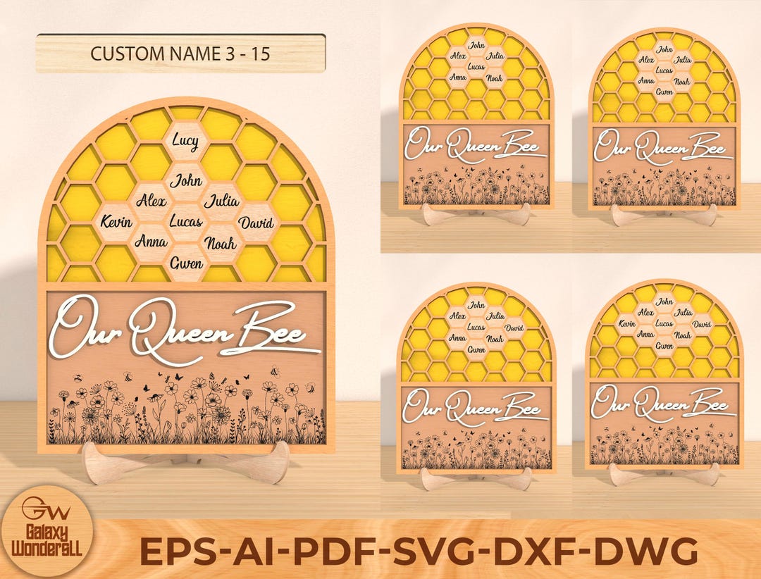 Personalized Bee Hive Family Sign SVG, Our Queen Bee Sign Svg, Gift for ...