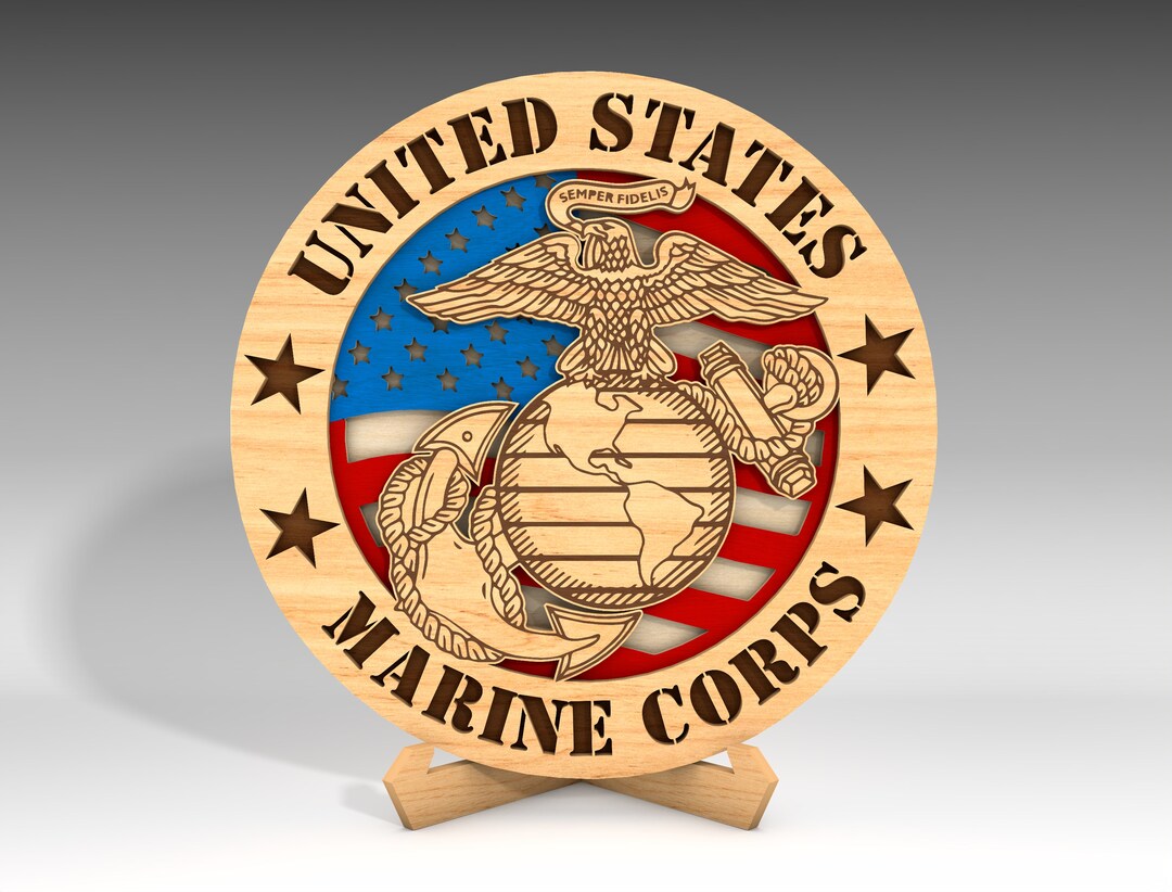 United States Marine Corps Stands Lasercut Svg, USA Flag Lasercut, 3D ...