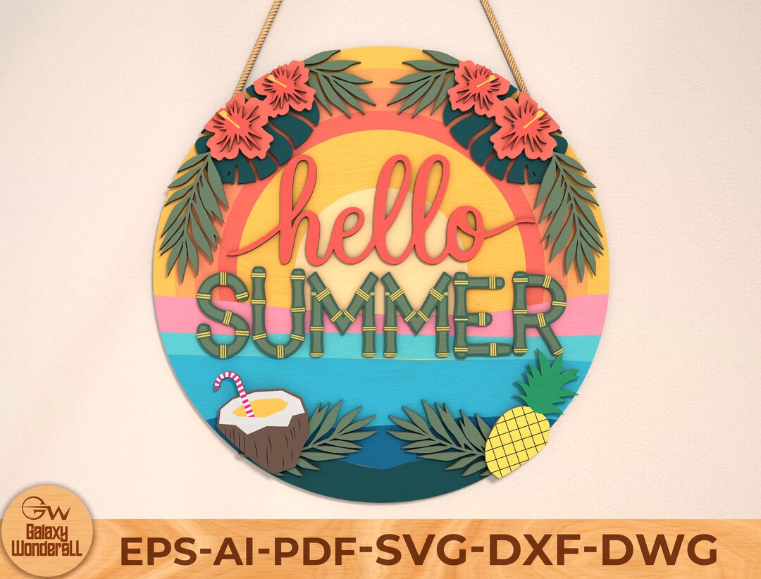 Tropical Flower Summer Sign: Laser Cut File (digital Download) - Etsy