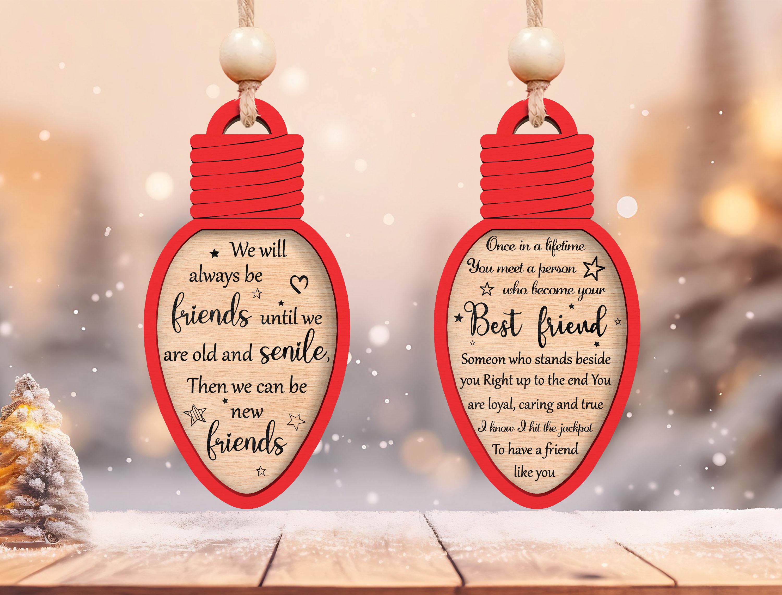 Friendship Quote Christmas Ornament SVG Bundle: Light Bulb Laser Cut ...