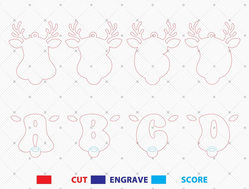 Reindeer Alphabet Ornament SVG Bundle: Christmas Laser Cut Files ...