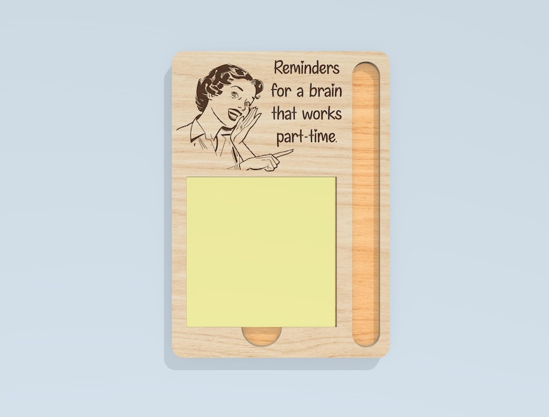 Funny Reminder Wood Sign SVG, Retro Style Sticky Note Holder, Layered ...