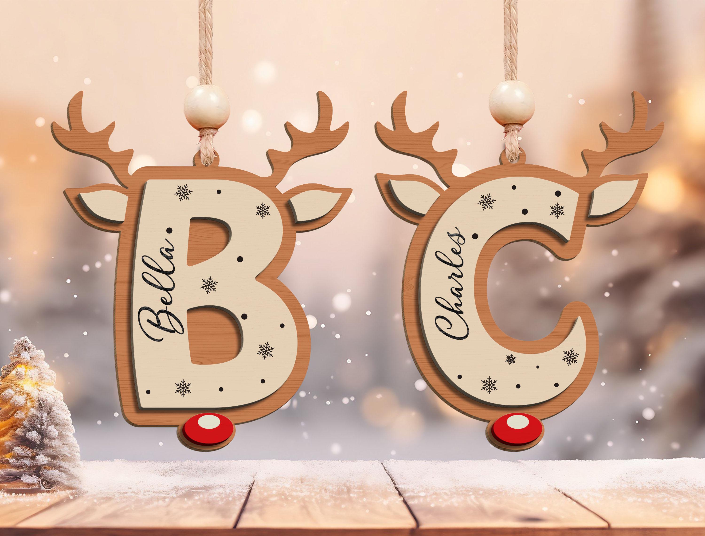 Reindeer Initial Ornament SVG: Custom Laser Cut File (digital Download ...