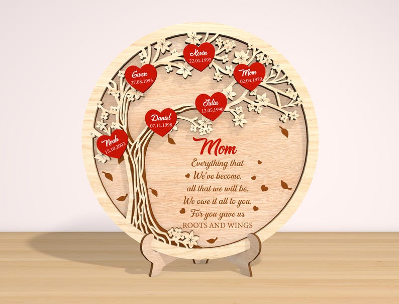 Personalized Family Tree Stand Decor SVG: Laser Cut Files - Etsy