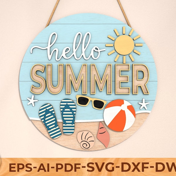 Round Wood Summer Sign - Etsy