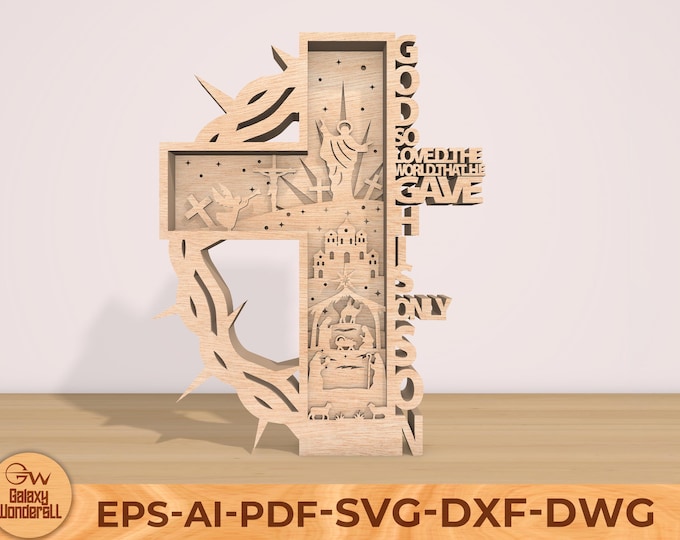 Stand Easter Cross Laser Cut Svg File Glowforge Multilayer Easter Cross ...