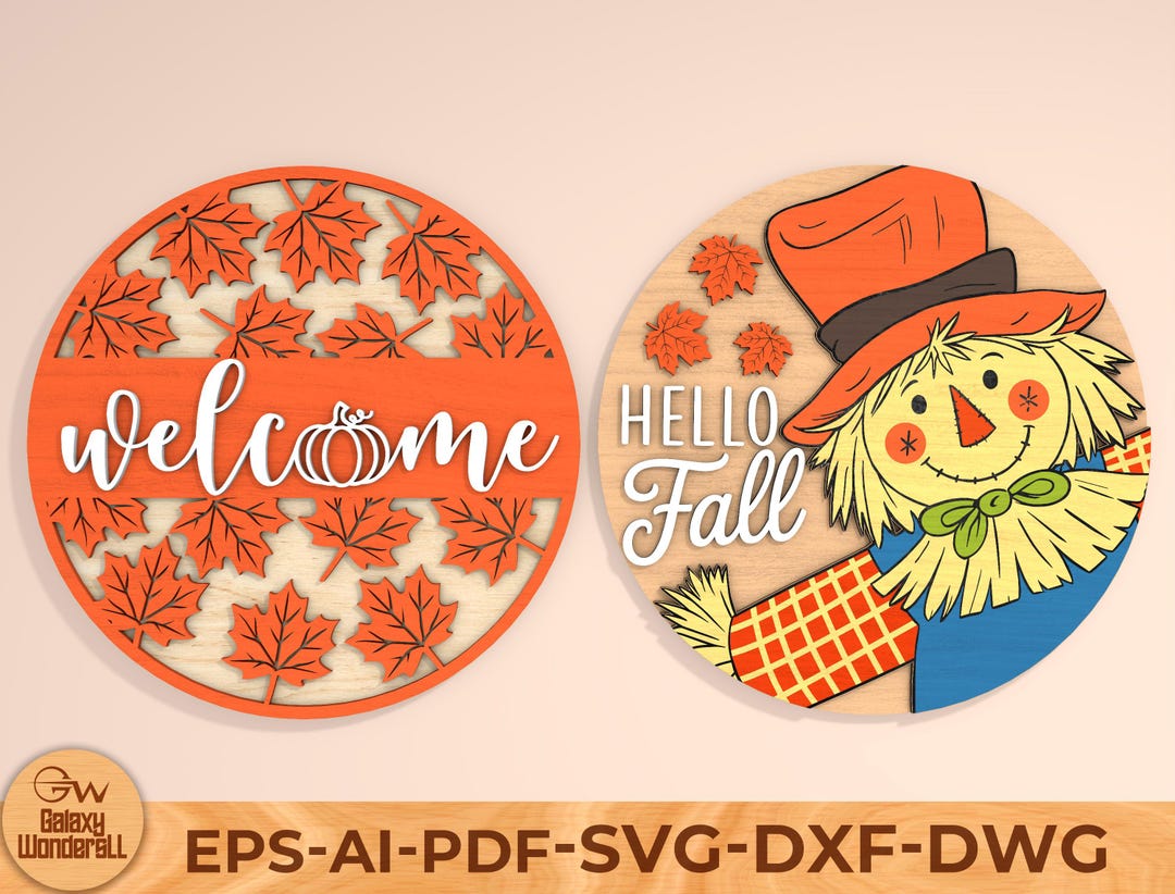 Welcome Fall Pattern Sign: Laser Cut SVG File, Autumn Decor (digital ...