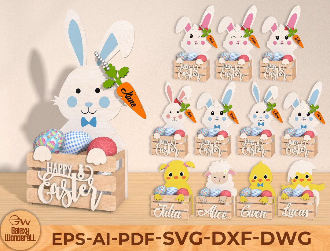Personalized Cute Easter Bunny Basket Svg , Easter Basket Svg, Easter ...