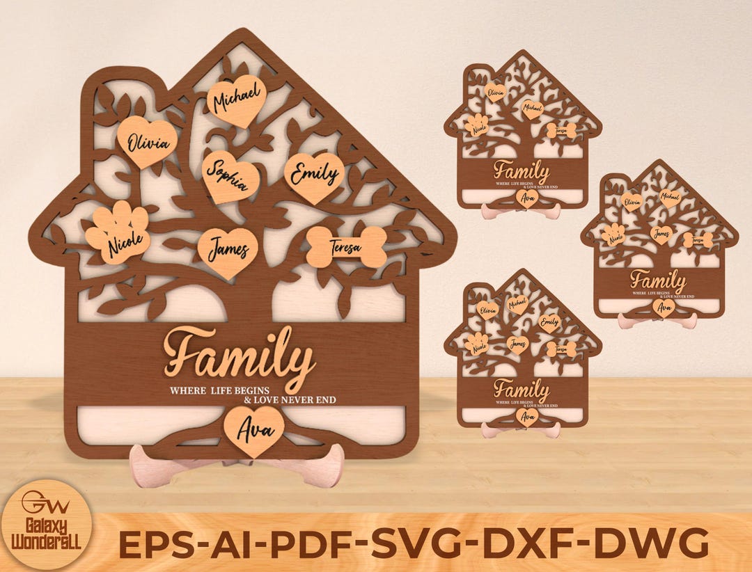 Personalized Family Tree House Sign SVG, Custom Family Tree Signs ...