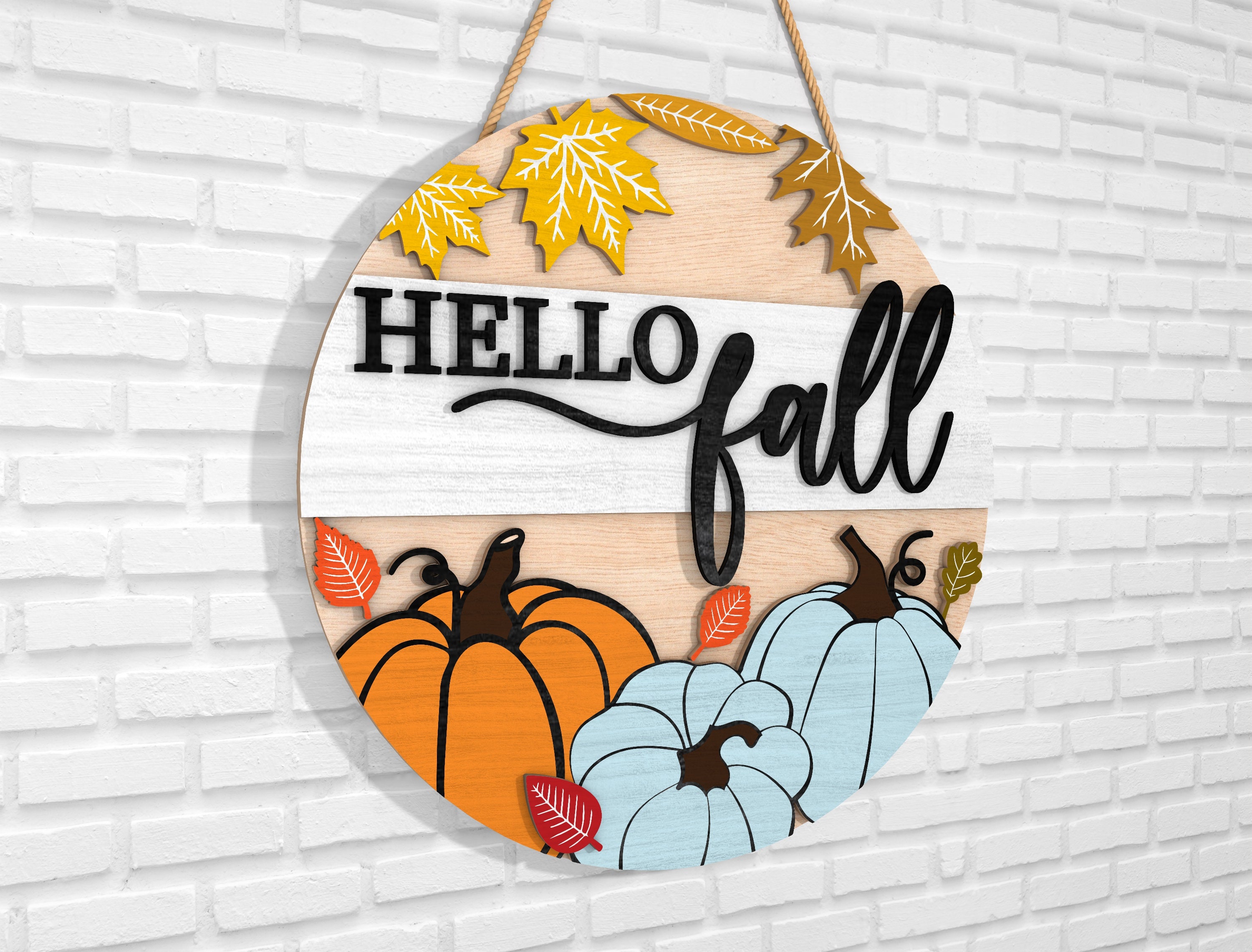 Hello Fall Door Hanger Svg, Fall Door Sign, Welcome Sign Svg, Pumpkin ...