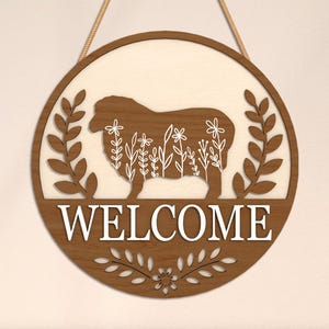 Farm Animal Welcome Sign SVG Bundle ,floral Farmhouse Door Hanger Laser ...