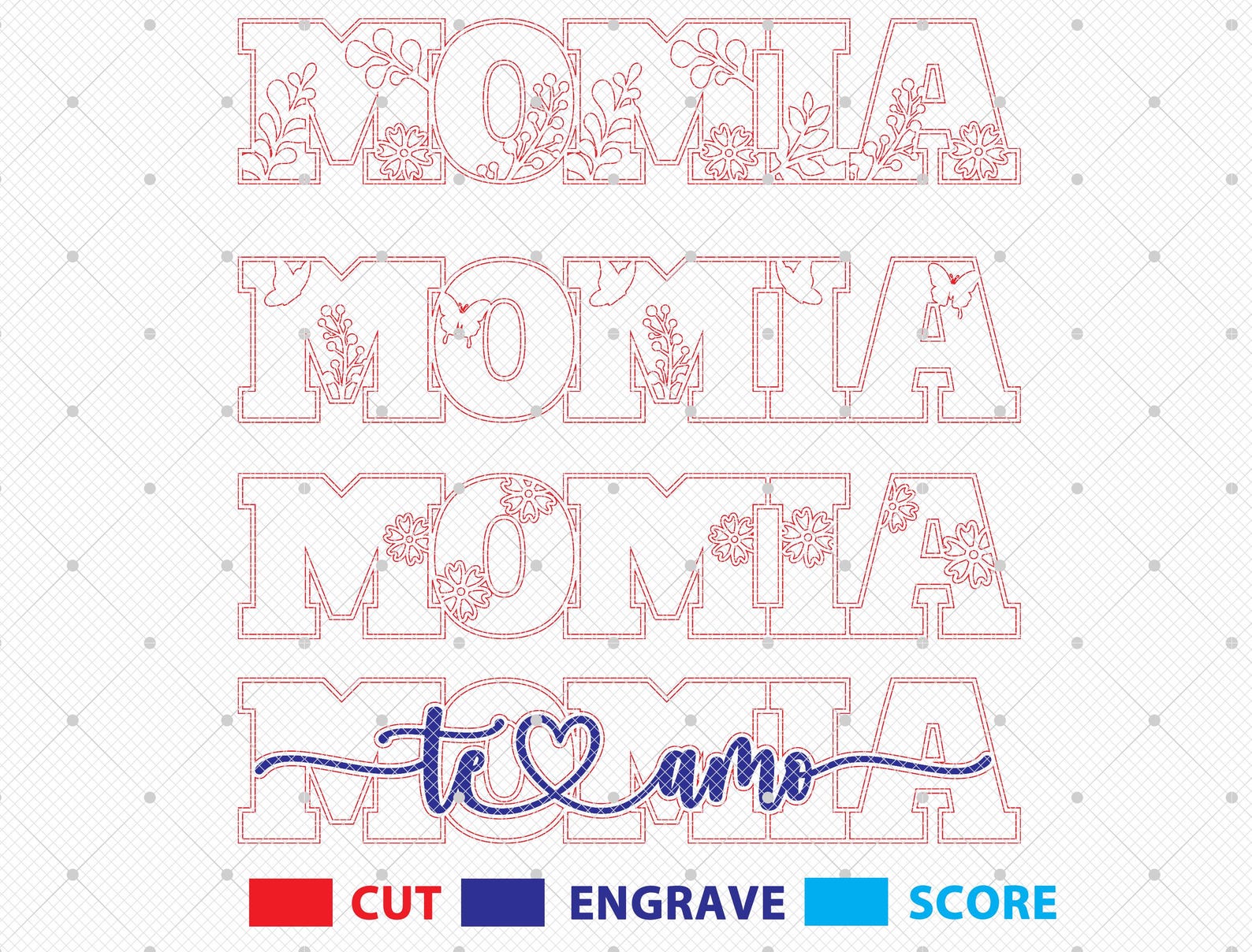 Multilayer Mom 'te Amo' Sign: Laser Cut SVG File (digital Download) - Etsy