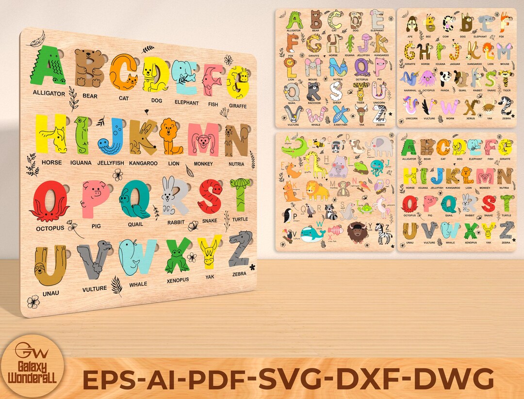 Personalized Animal Alphabet Puzzle Svg, Kids Name Puzzle,puzzle for ...