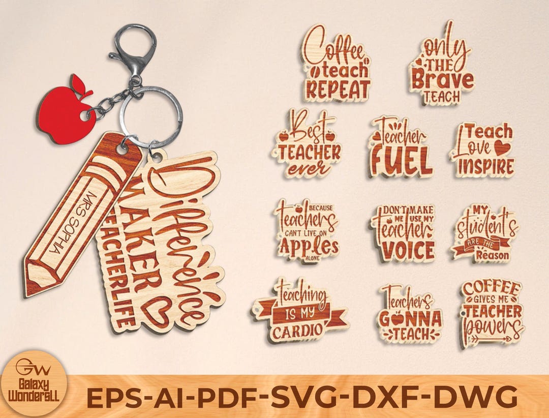Teacher Keychain Svg Bundle,teachers Quotes Svg,teacher Keychain ...