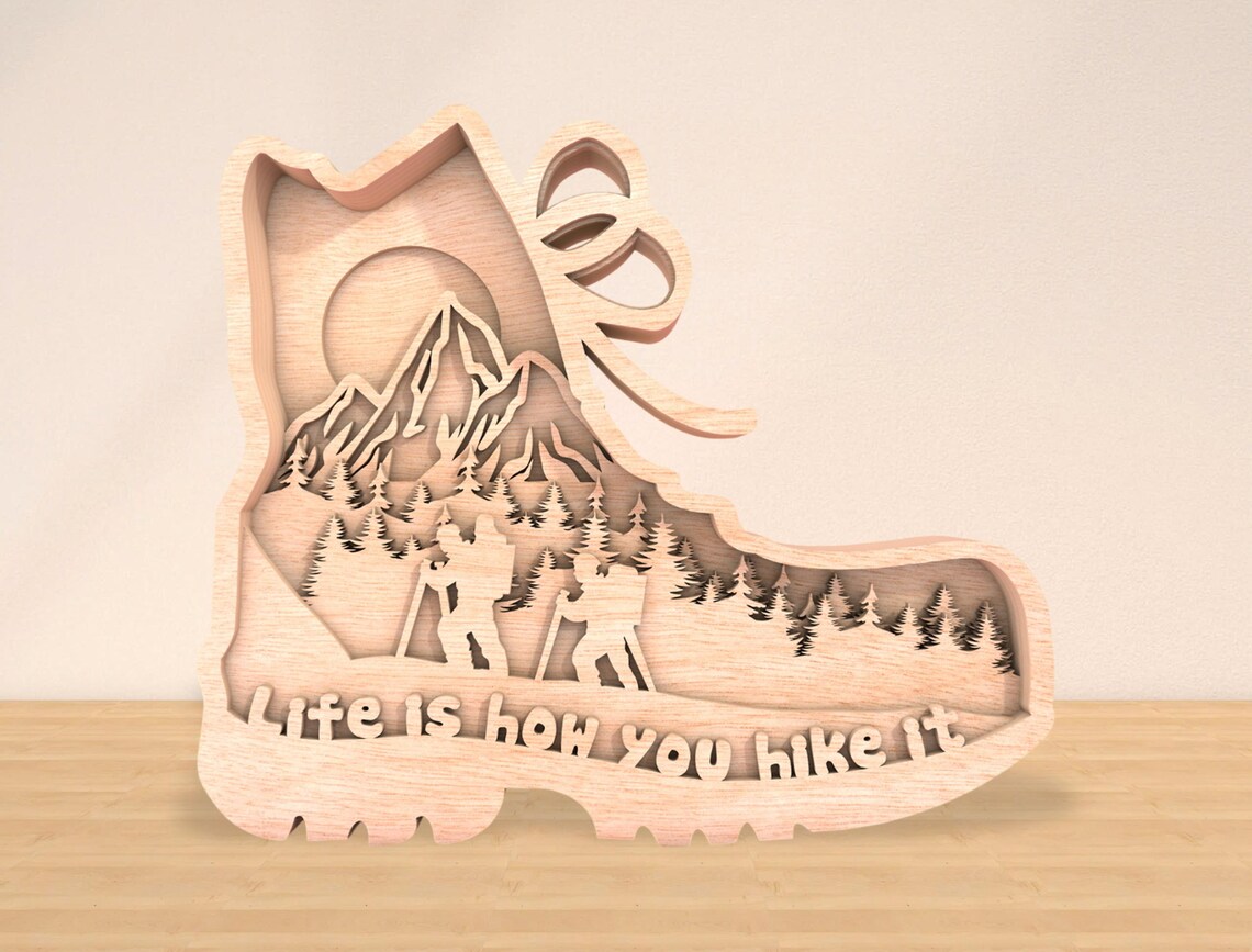 Multilayer Hiking Svg, Hiking Adventure Laser Cut Files, Hiking Boot ...