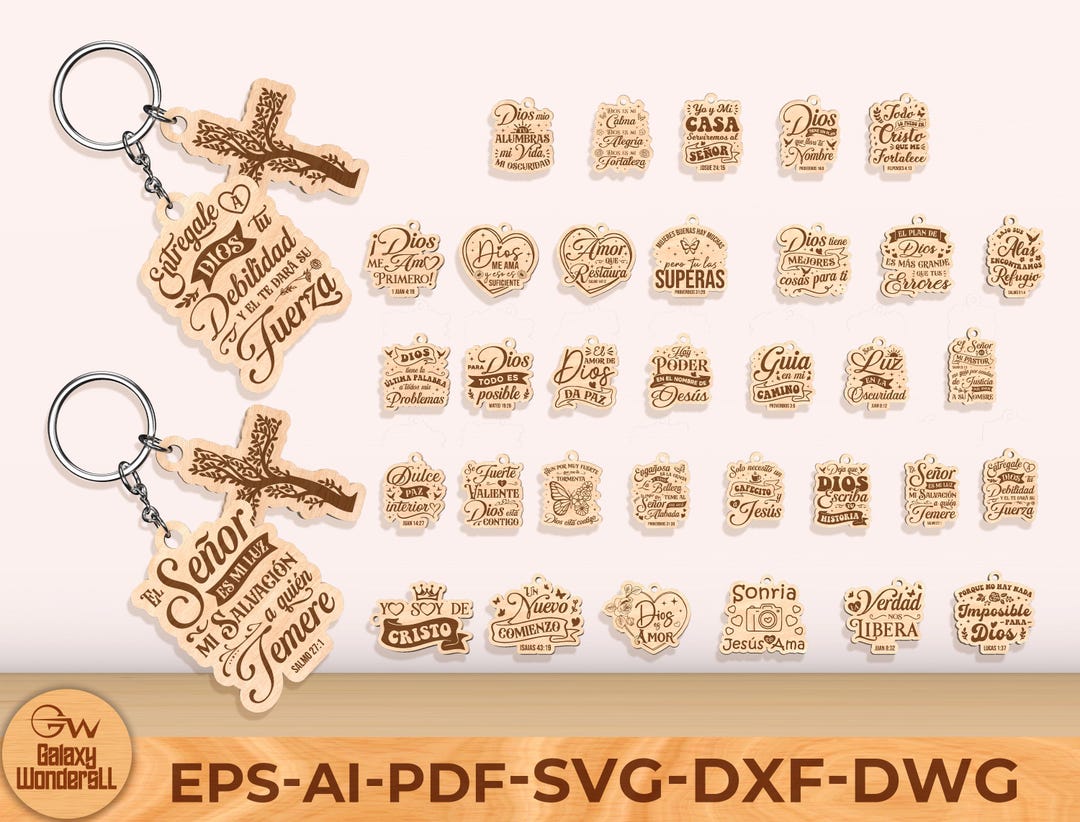 Christian Spanish Keychain SVG Bundle: Bible Verse Laser Cut Files ...