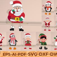 Standing Mini Santa SVG File - Laser Cutting for Christmas Shelf Decor ...