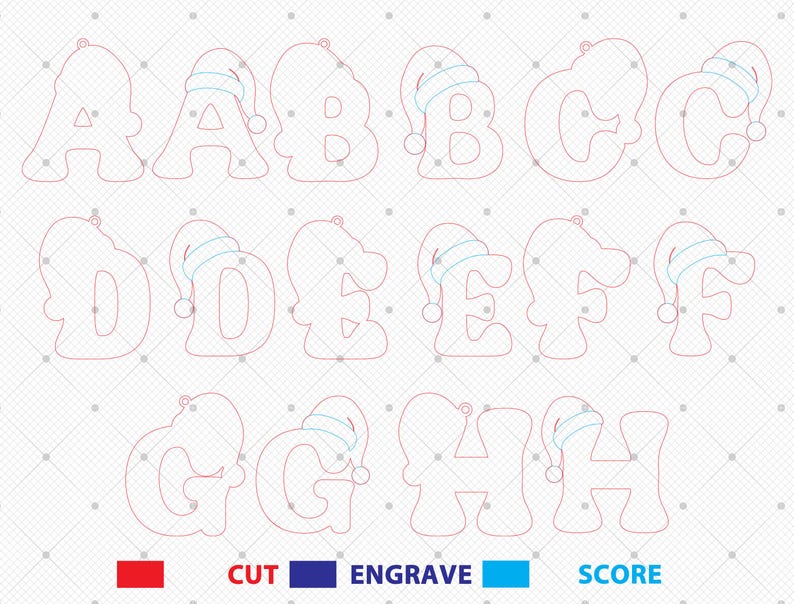 Santa Hat Alphabet Ornament SVG Bundle: Christmas Laser Cut Files ...