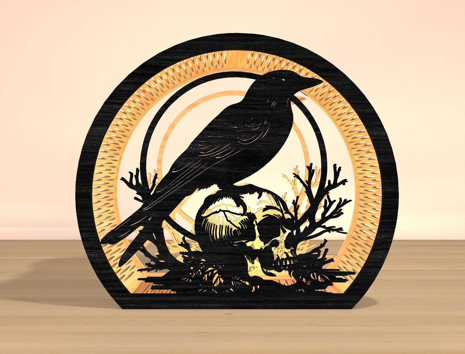 Raven Lantern Laser Cut File: Gothic Halloween Decor SVG, Light Box for ...