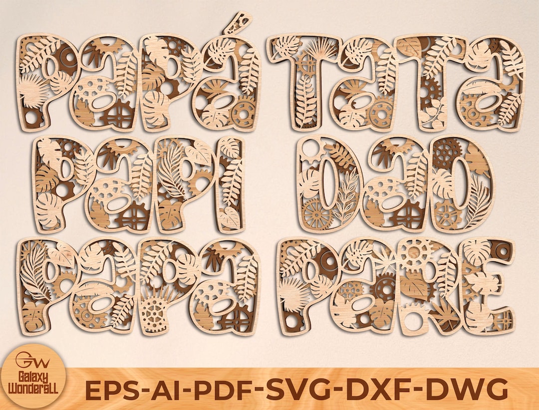 Multilayer Father‘s Day SVG , Dad Papá Papi Pare Tata Name Sign ...