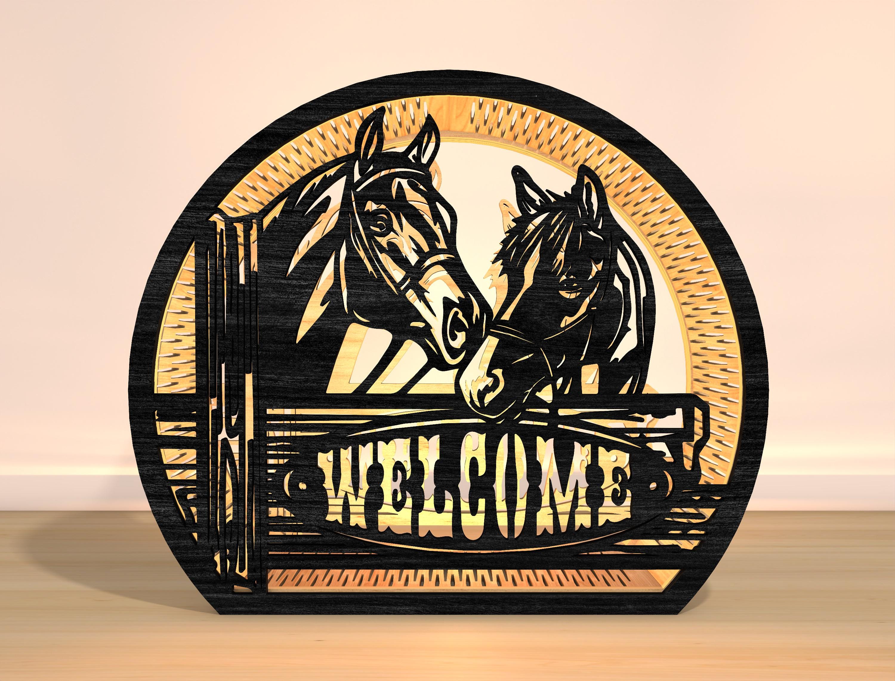 Western Cowboy Lantern SVG: Layered Light Box, Horse & Desert Scene ...