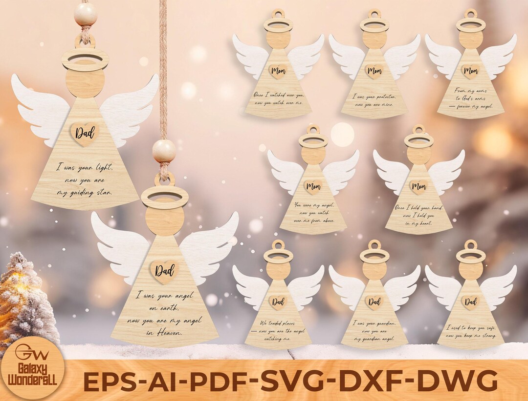 Memorial Angel Ornament SVG, Remembrance Laser Cut File - Etsy