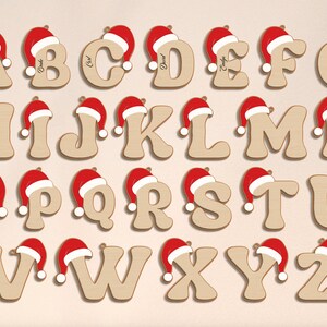 Santa Hat Alphabet Ornament SVG Bundle: Christmas Laser Cut Files ...